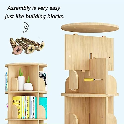 Gdrasuya10 Upgraded 2 Tier 360 Rotating Bookshelf with Legs, Small ...