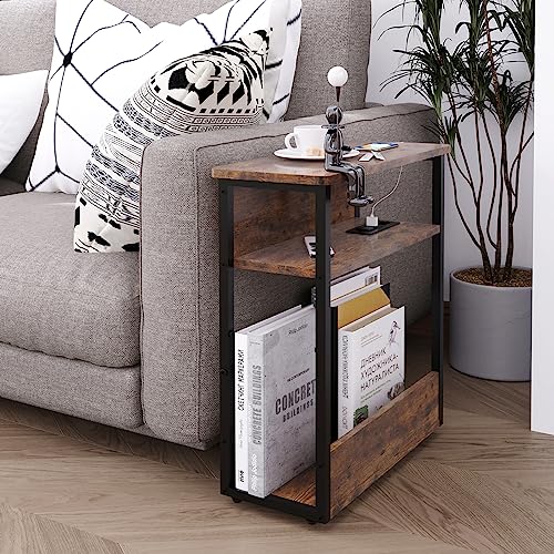 GGWEW Very Narrow Side Table for Small Spaces, Slim End Table with ...