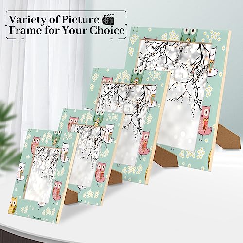 POFATO Cartoon Owl White Chrysanthemum 4x6 Picture Frame Wood Photo ...