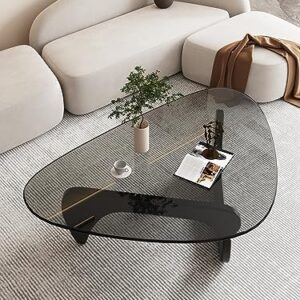loktch Triangle Glass Coffee Table Mid-Century Modern Coffee Table ...