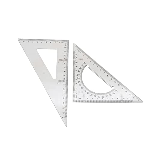 Pack of 2 Transparent Triangle Plastic Ruler Scale Set Square:30/60 ...