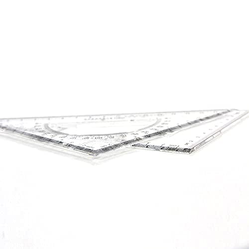 Pack of 2 Transparent Triangle Plastic Ruler Scale Set Square:30/60 Degree & 45/90 Degree Angle ...