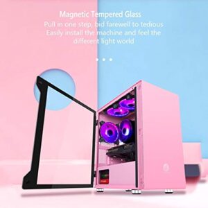 HDYD Pink ATX Case, Mid-Tower PC Gaming Case M-ATX/ITX - Front I/O USB ...