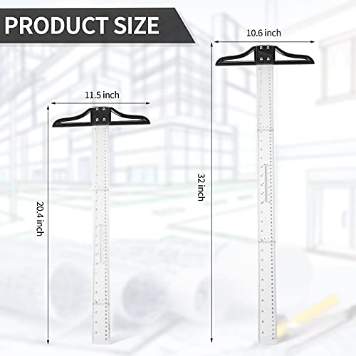 2 Pieces T Square Acrylic Ruler 23.6 Inches and 29.5 Inches Transparent ...
