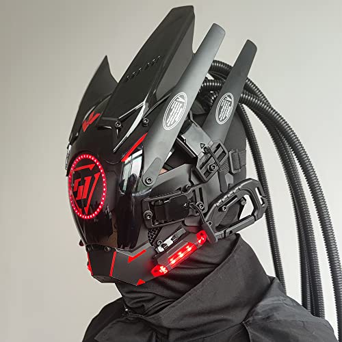 KYEDAY Punk Mask for Men, Futuristic Techwear, Round Light with Braids ...