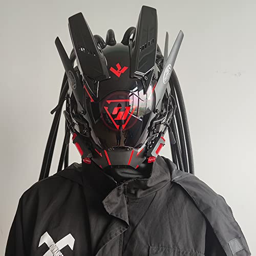 KYEDAY Punk Mask for Men, Futuristic Techwear, Round Light with Braids ...