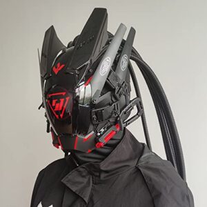 KYEDAY Punk Mask for Men, Futuristic Techwear, Round Light with Braids ...
