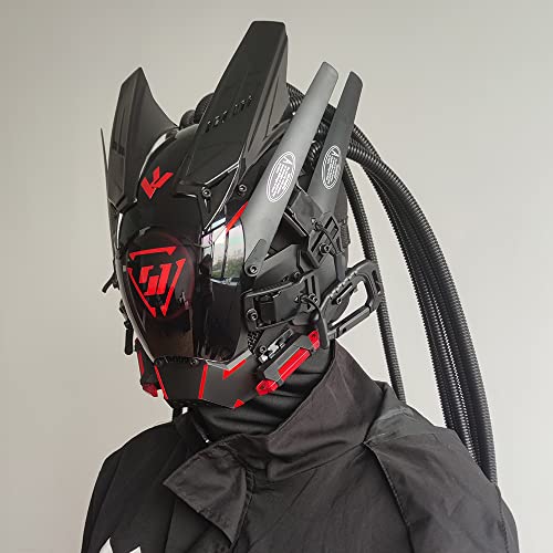 KYEDAY Punk Mask for Men, Futuristic Techwear, Round Light with Braids ...