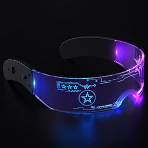 LEORFI Light Up Glasses LED Visor - Luminous Rave Glasses Cyberpunk ...