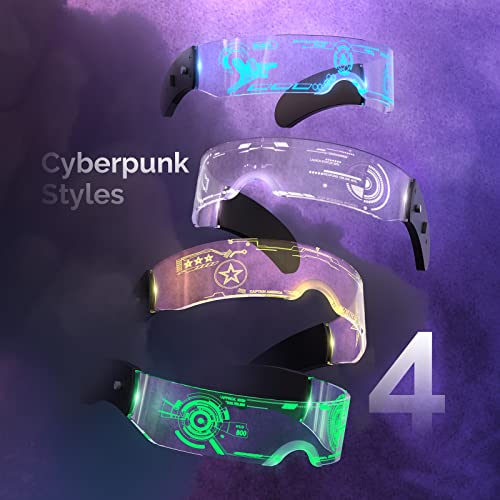 LEORFI Light Up Glasses LED Visor - Luminous Rave Glasses Cyberpunk ...