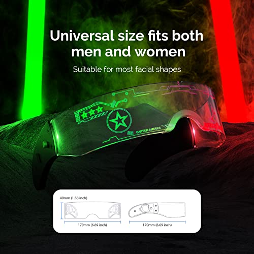 LEORFI Light Up Glasses LED Visor - Luminous Rave Glasses Cyberpunk ...