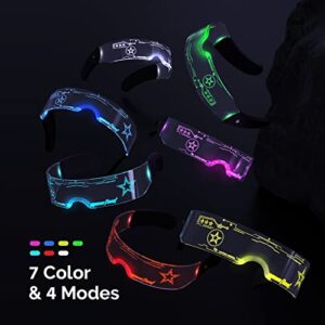 LEORFI Light Up Glasses LED Visor - Luminous Rave Glasses Cyberpunk ...