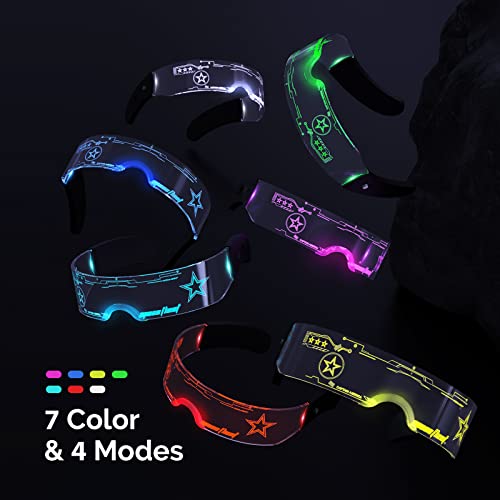 LEORFI Light Up Glasses LED Visor - Luminous Rave Glasses Cyberpunk ...