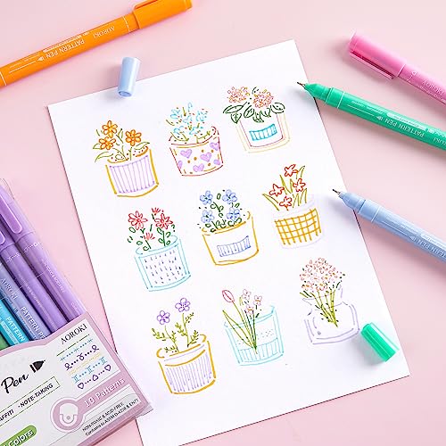 AOROKI 12 Pastel Colored Curve Highlighter Pen Set, 10 Different Shapes ...