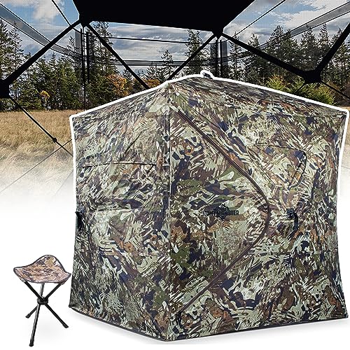 HUNT MONSTER Hunting Blind 2-3 Person with Tri-Leg Hunting Stool, 270 ...