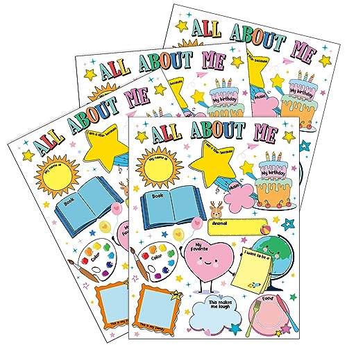 30 Pcs All About Me Coloring Posters Pack,Colorful Star Student Poster ...