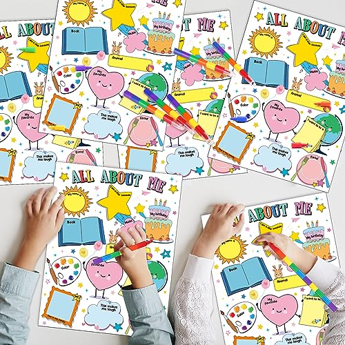 30 Pcs All About Me Coloring Posters Pack,Colorful Star Student Poster ...