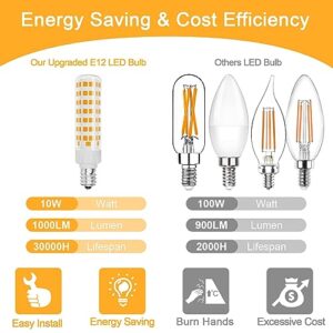 SNBIHIBE E12 Led Chandelier Light Bulbs 10W,100watt Equivalent Dimmable Bulb,3000k Warm White ...