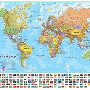 Maps International - Large World Map – Wall Map Poster With Flags ...