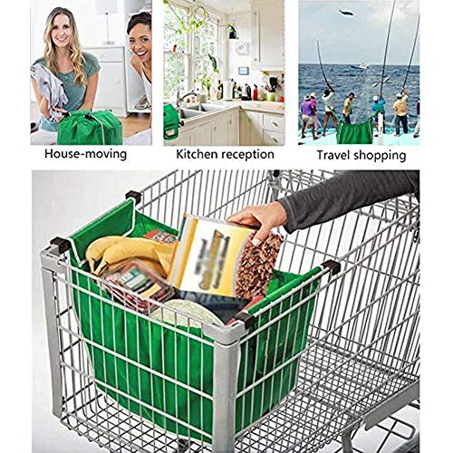 Helishy 2Pack Reusable Grocery Bags Shopping Trolley Bags, Green Non ...