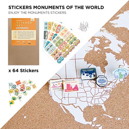 Push Pin Travel Map Kit Includes: Cork World Travel Map, World Flags ...