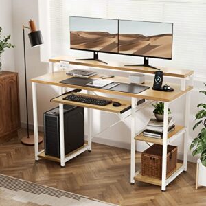 NOBLEWELL Computer Desk with Storage Shelves, 47 inch Home Office Desk ...