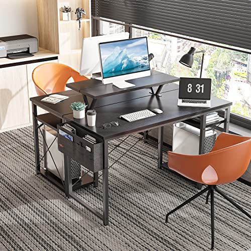 ODK 39 Inch Computer Desk with Monitor Stand and Reversible 2-Tier ...