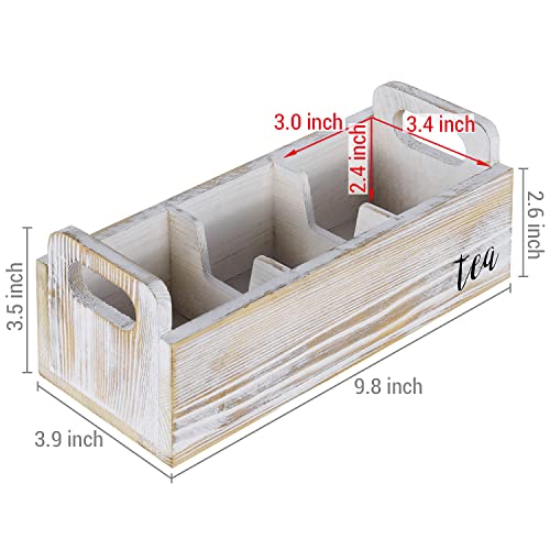 MyGift Shabby Chic Whitewashed Wood Tea Bag Storage Organizer Box, Tea ...