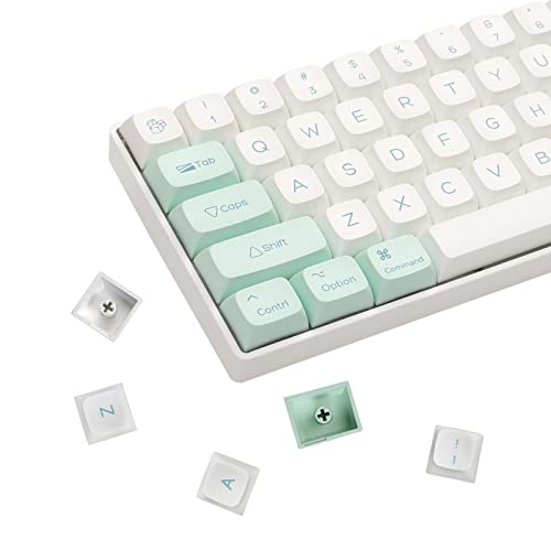 JOLINTAL 134 Keys White Green Keycaps, PBT Light Blue Keycaps, XDA ...
