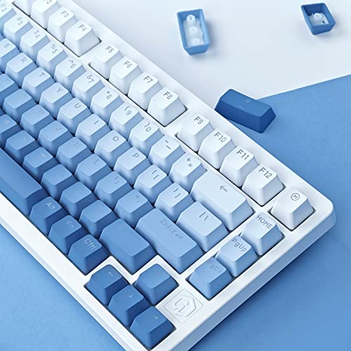 JOLINTAL 123 Keys Gradient Blue Keycaps, PBT Double Shot Dying Positive ...