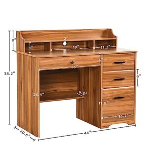Computer Desk with 4 Drawers and Storage, Small Office Desk with File ...