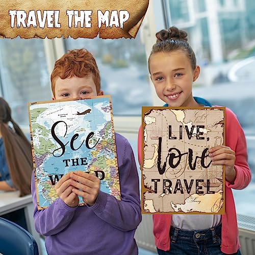 Pasimy 20 Pcs Travel Map Motivational Wall Decor Travel World ...
