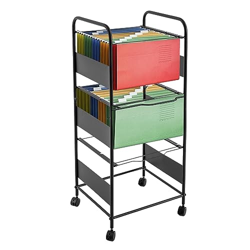 3 Tiers Metal Rolling File Carts with Wheels Hanging Files for Letter ...