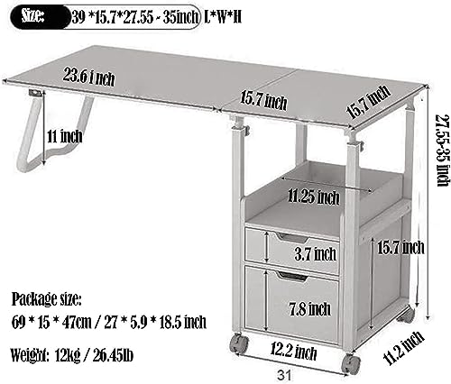 GFertre 2 in 1 Overbed Table with Wheels, Bedroom Side Table, Foldable ...