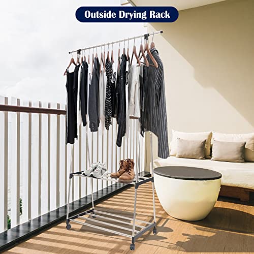 Anmerl Small Clothes Rack - Portable Rolling Clothes Rack with Shoe ...