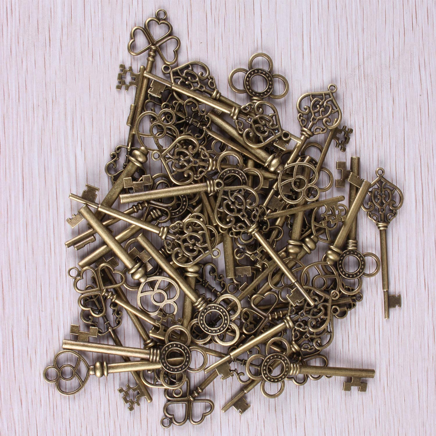 DuomiW Mixed 50 Antique Bronze Finish Skeleton Keys Rustic Key for DIY ...