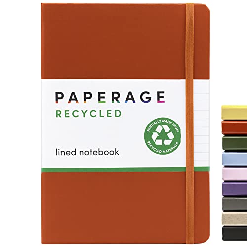 PAPERAGE Recycled Lined Journal Notebook, (Rust Orange Terracotta), 160 ...
