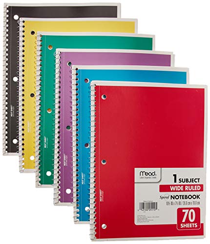 Mead Spiral Notebook, Wide Ruled, 1 Subject, 70 Sheets, 24 PACK — 🛍️ ...
