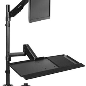 VIVO Sit-Stand Height Adjustable Pneumatic Spring Arm Keyboard Tray ...