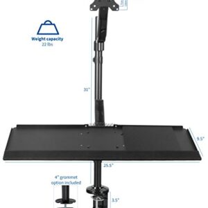 VIVO Sit-Stand Height Adjustable Pneumatic Spring Arm Keyboard Tray ...