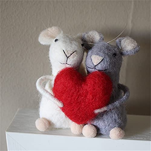 ZJHBONE Wool Felt Christmas Love Mouse Handmade Handing Mice Ornaments ...