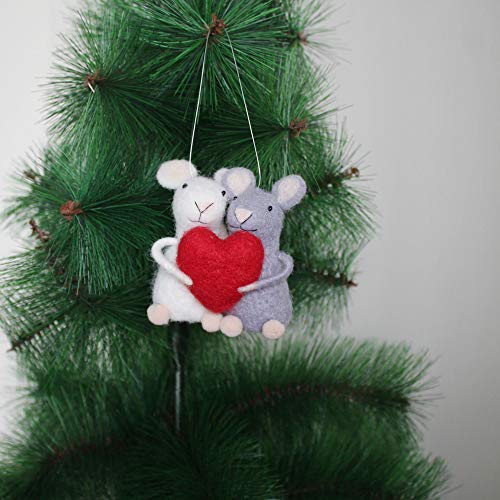 ZJHBONE Wool Felt Christmas Love Mouse Handmade Handing Mice Ornaments ...