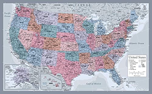 USA Map Poster - United States Map Chart [Purple] (Laminated, 18