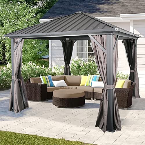 10' x 10' Hardtop Gazebo, Heavy-Duty Hardtop Non-Rust Aluminum ...