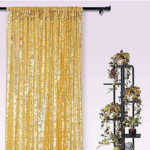 WISPET Gold Sequin Backdrop Curtains 4 Panels 2FTx8FT Glitter Gold ...