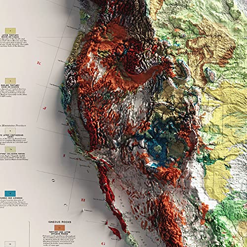 North America Geologic Vintage Hillshading Map Poster | 11x17 16x24 ...