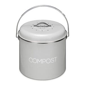 Navaris Metal Compost Caddy Bin - 1.3 Gallon Kitchen Composting Bucket ...