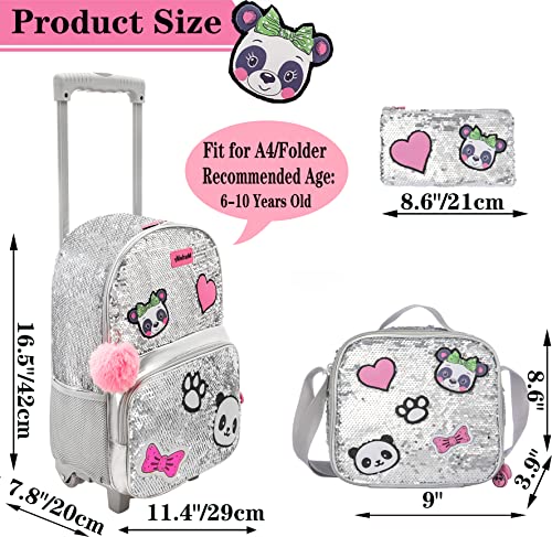 Meetbelify Girls Rolling Backpack Sequin Rolling Backpacks with Wheels ...