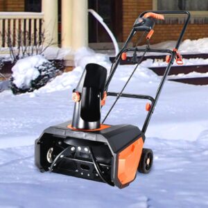 Kapoo Snow Thrower, 18 Inch Electric Snow Blower, 13 Amp, Steel Auger, 180° Rotatable Chute and ...