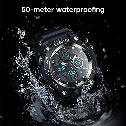 BASUMIU Mens Sports Watches Waterproof Analog Digital Sports Watch ...